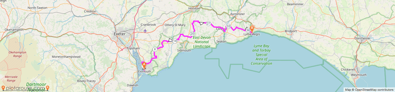 Walking west to east - East Devon National Landscape
